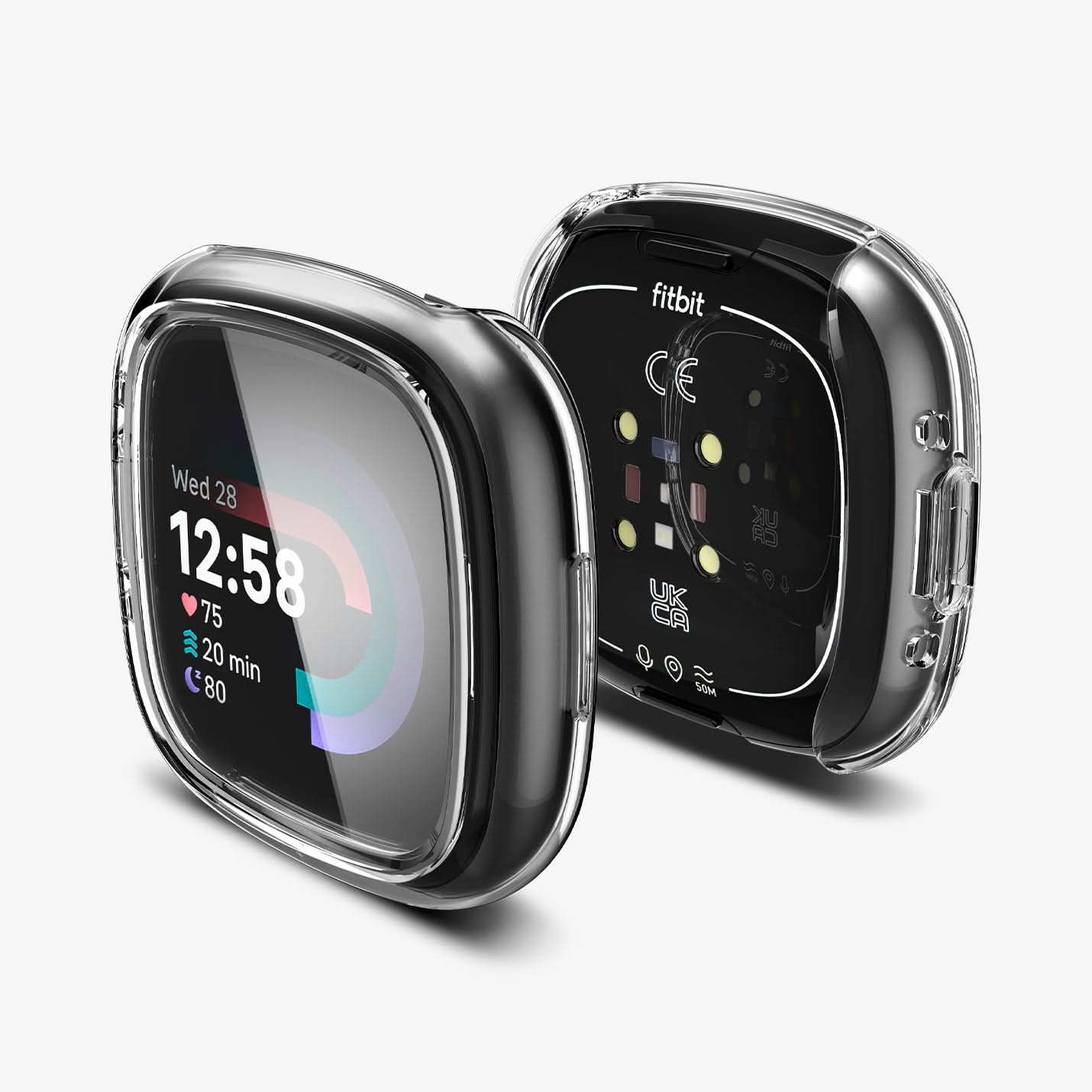 ACS05297 - Fitbit Series Case Ultra Hybrid in crystal clear showing the ...