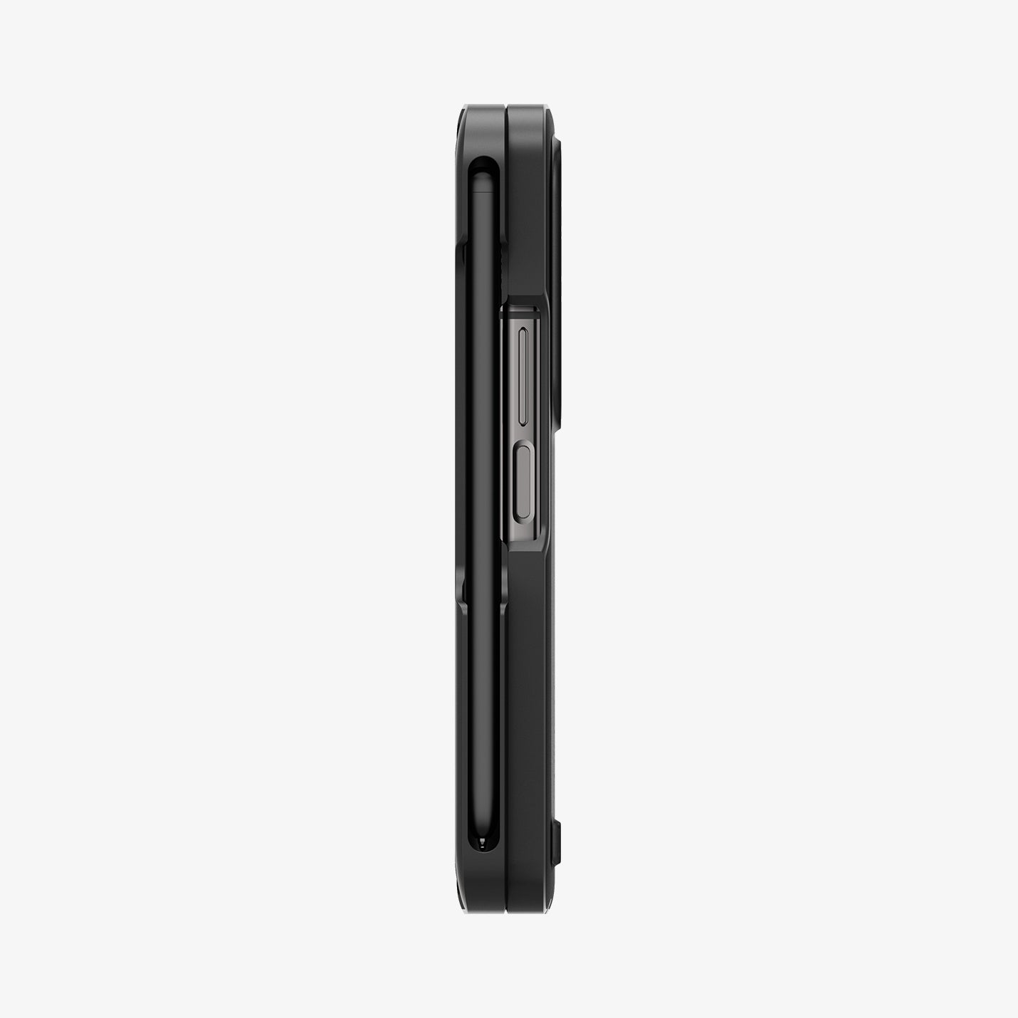ACS05099 - Galaxy Z Fold 4 Case Thin Fit P in black showing both the sides with volume controls ...