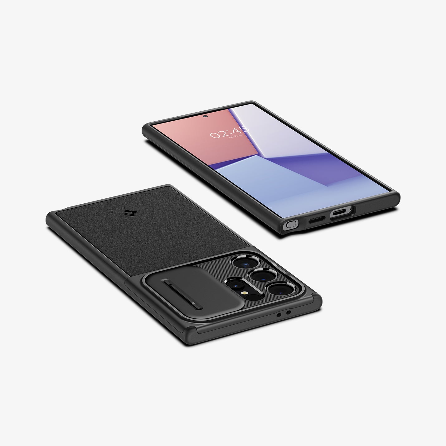 ACS07313 - Galaxy S24 Ultra Case Optik Armor in Black showing the back, front, partial sides ...