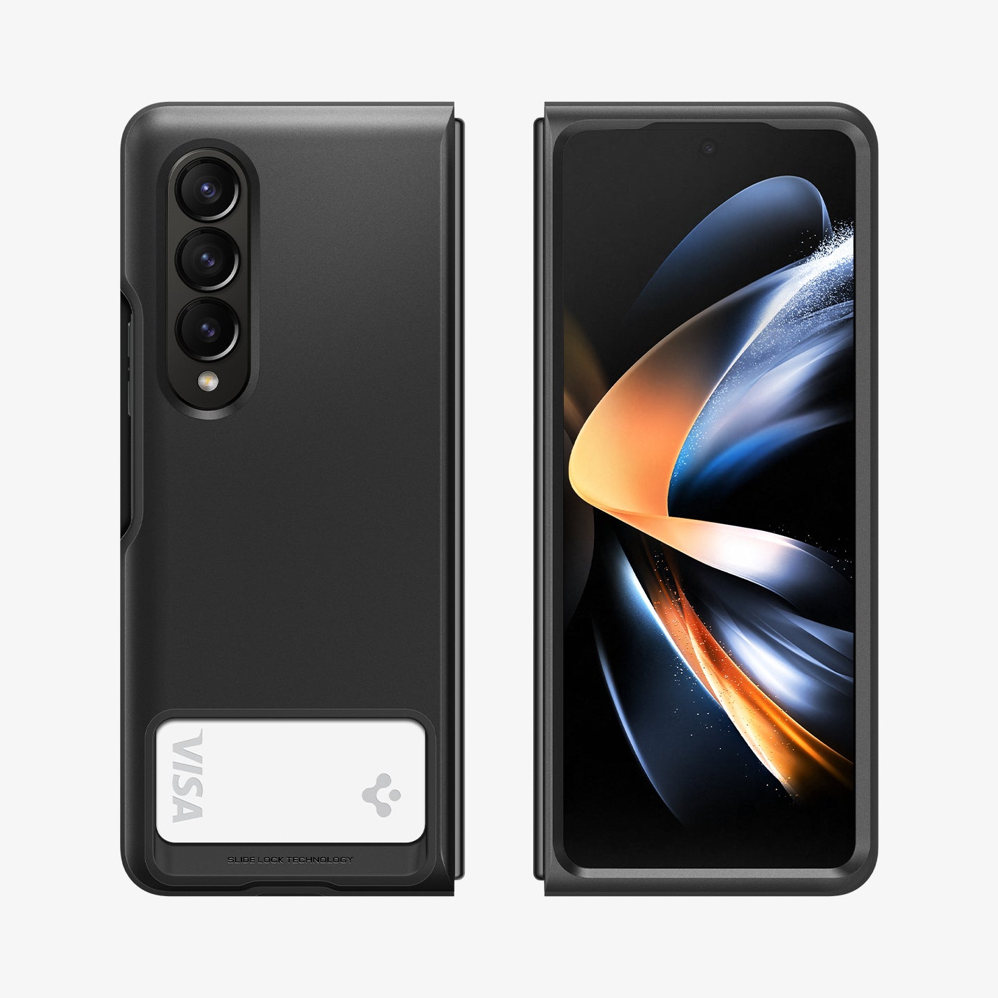 ACS05108 - Galaxy Z Fold 4 Series Slim Armor Slot Case in Black showing ...