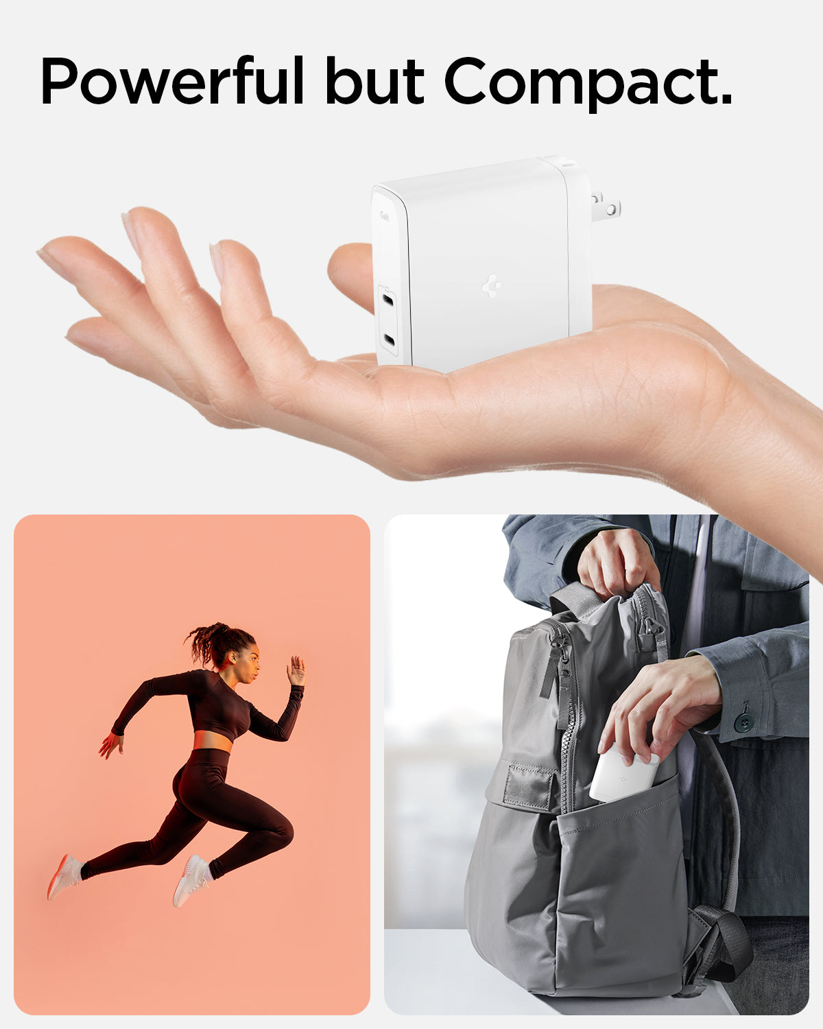 ACH04621 - ArcStation™ Pro GaN 1402 Dual Port Wall Charger PE2109 in White showing Powerful but ...