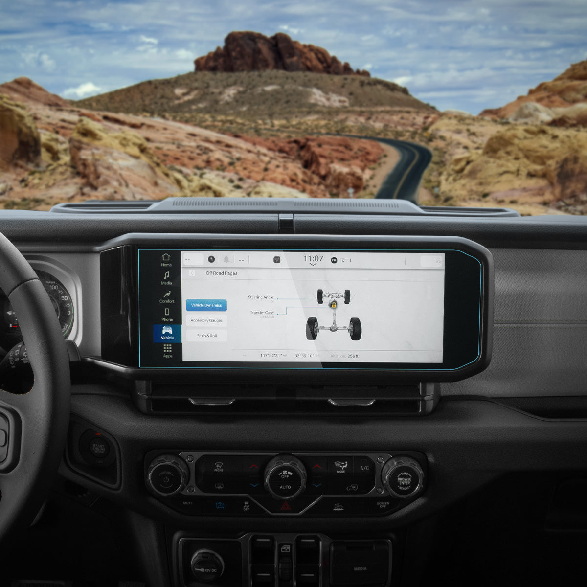 AGL07279 - Jeep Wrangler Screen Protector GLAS.tR SLIM showing the ...