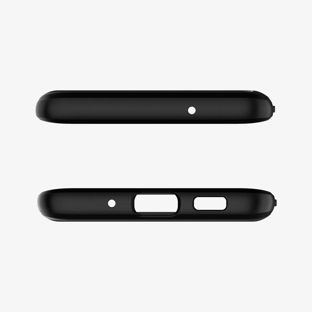 ACS00753 - Galaxy S20 Plus Rugged Armor Case in black showing the top and bottom