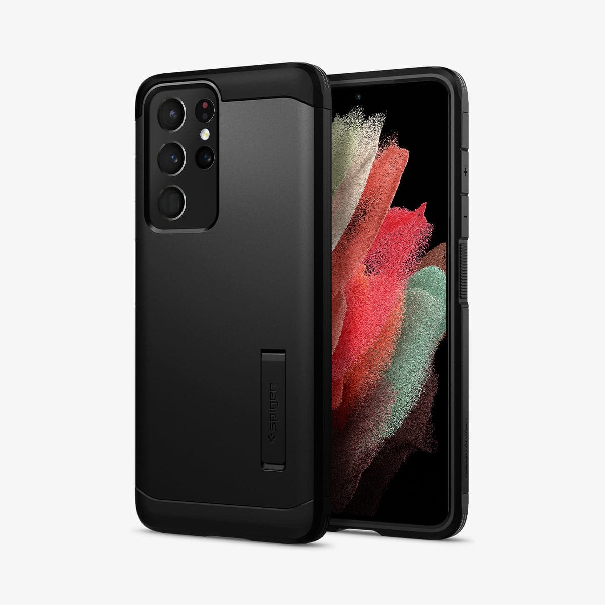 ACS02354 - Galaxy S21 Ultra Tough Armor Case in black showing the back and front