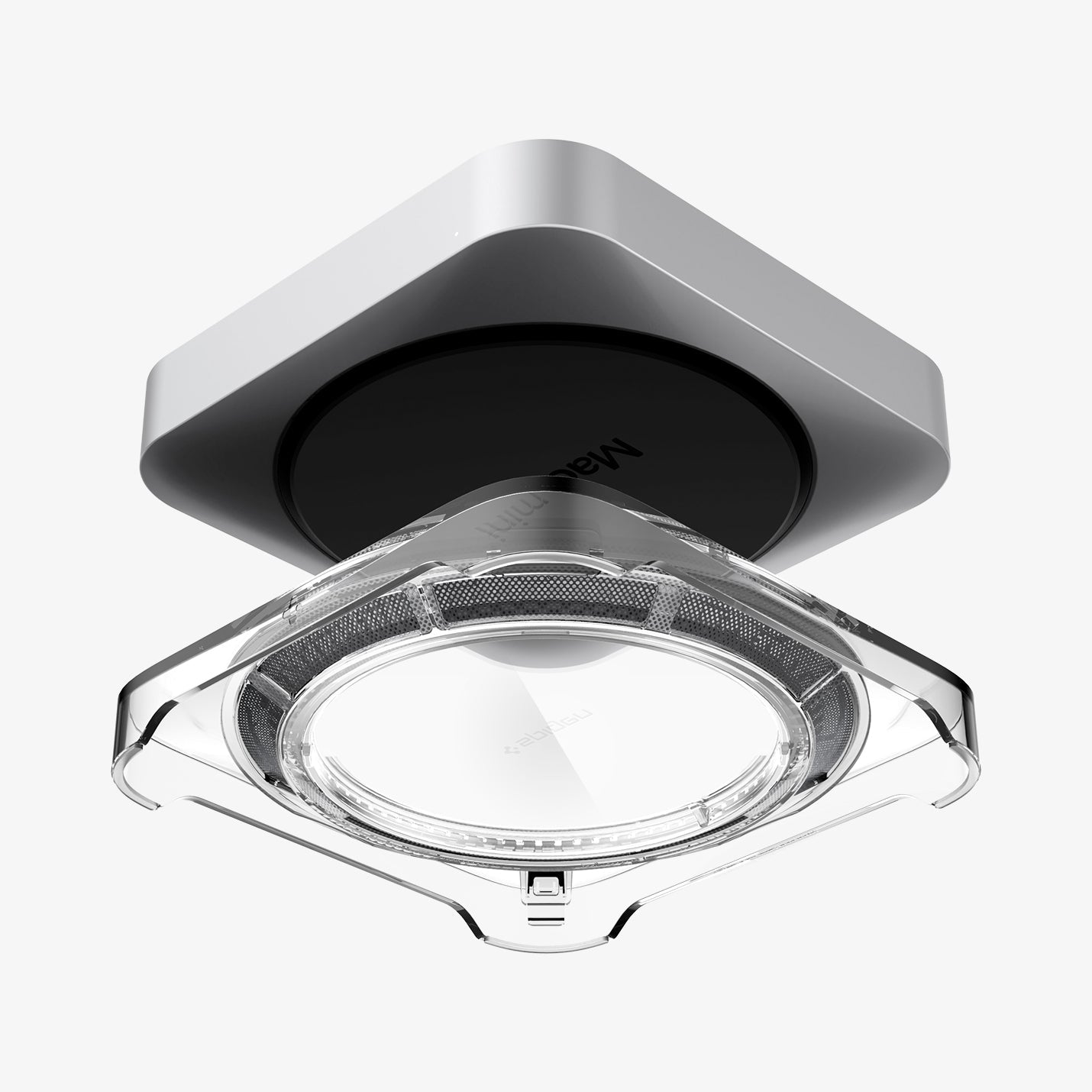 AMP06150 - Apple Mac Mini Stand in crystal clear showing the bottom ...