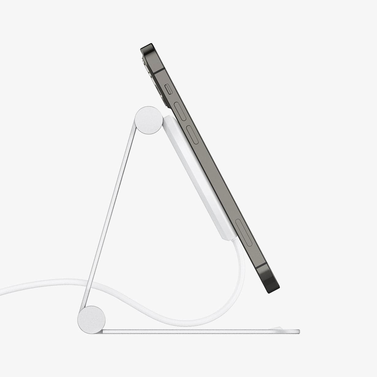 AMP02673 - MagFit Charger Stand (MagFit) in white showing the side with ...