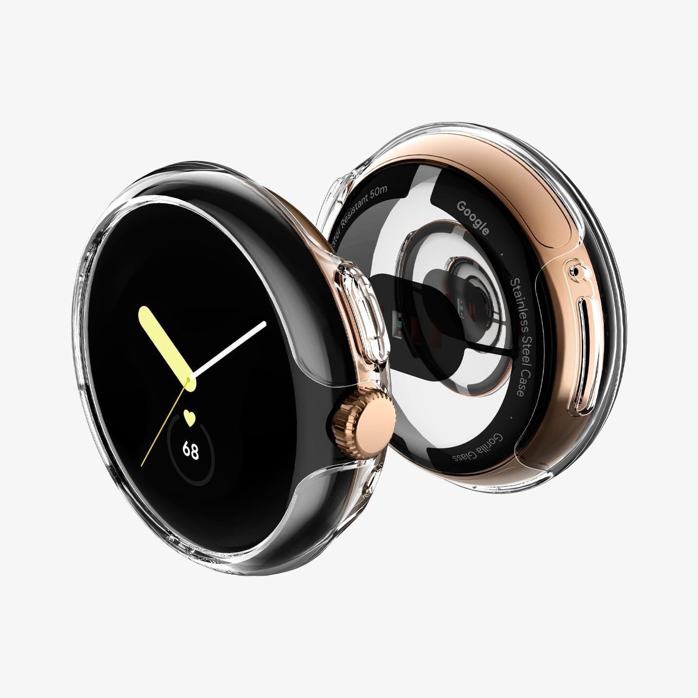 ACS05794 - Pixel Watch Case Thin Fit CC in crystal clear showing the ...