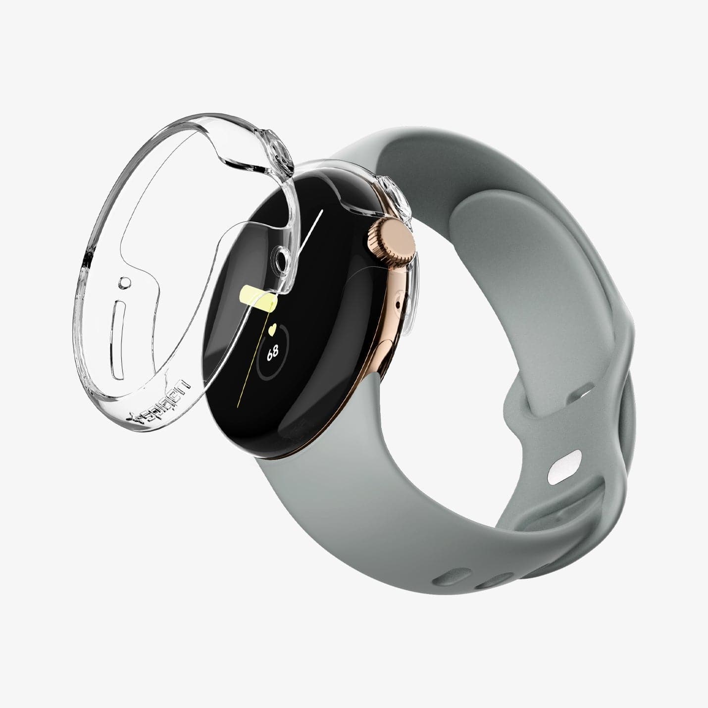 ACS05794 - Pixel Watch Case Thin Fit CC in crystal clear showing the ...